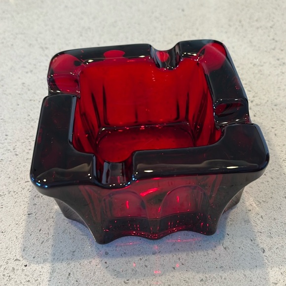 Other | Vintage Ruby Red Translucent Art Glass Ashtray | Poshmark